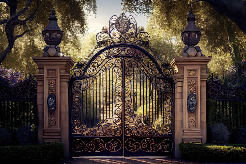 Captivating View of Weathered Iron Gates, Surrounded by Stunning ...