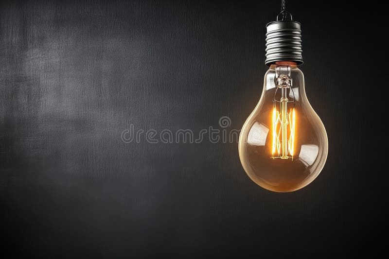 Vintage Edison Light Bulb Hanging Against a Dark Background with Soft ...
