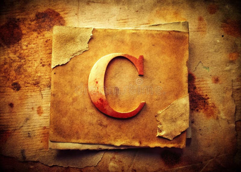 Grungy Vintage Paper Scrap with Letter C a Detailed CloseUp for Design ...