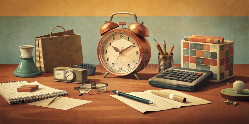 Retro Time Management Strategy a Vintage Clock Timer Illustration for ...