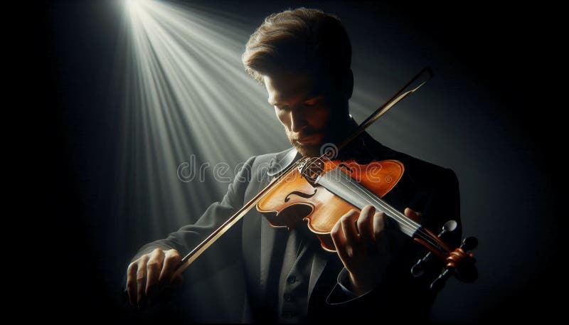 Violinist on Stage Under Spotlight, Artistic Hyper-Realistic 8K ...