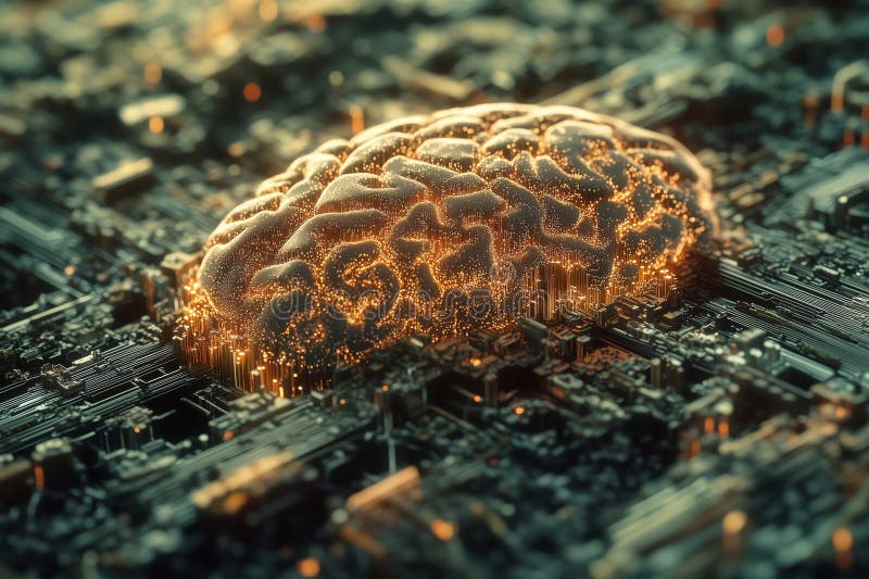 Futuristic Digital Brain Neural Patterns Circuit Board Background Stock ...