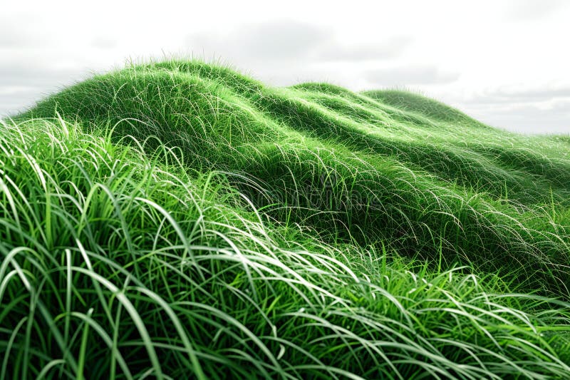 Captivating Visual a Grassy Hill with a White Background and Green ...