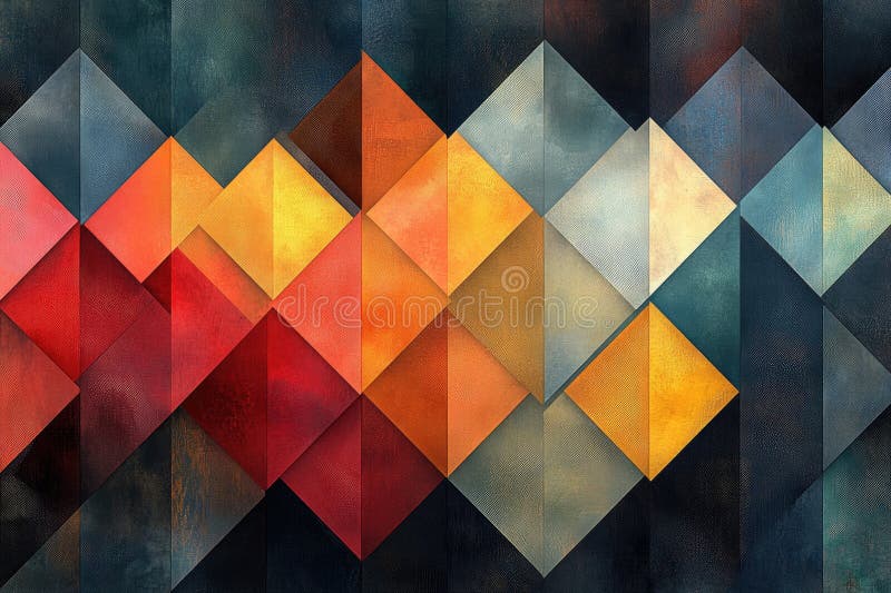 Abstract Geometric Pattern with Warm and Cool Tones Stock Illustration ...