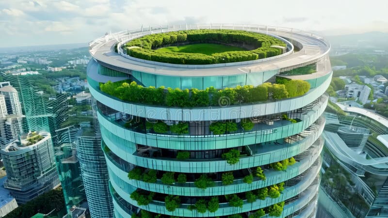 Exploring an Innovative Green Skyscraper in a Vibrant Urban Landscape ...