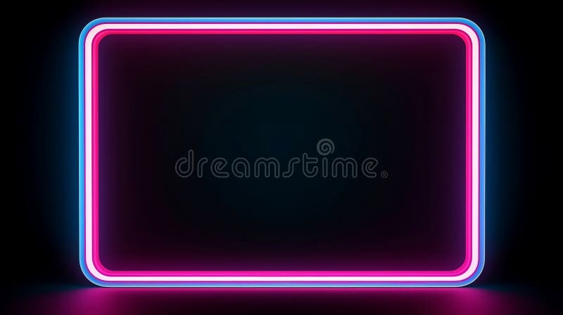 Luminous Neon Light Frame with Three Multicolor Glowing Edges on Dark ...