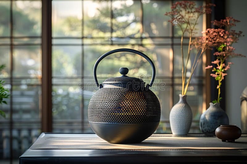 Captivating Visual a Matcha Teapot in a Black Pot on Top of a Table ...