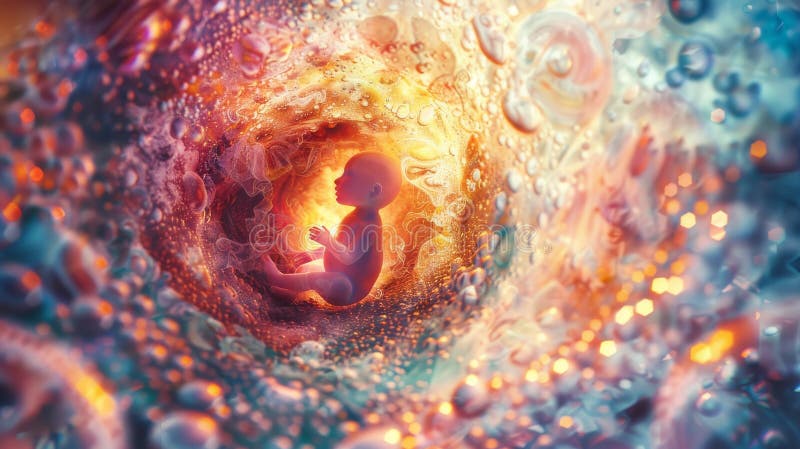 The Miracle of Life: Baby Embraced in Womb S Warmth Stock Illustration ...