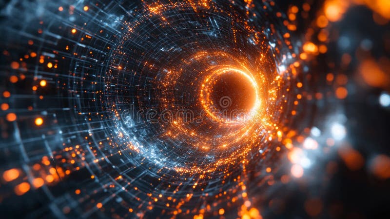 An Intricate 3D Rendering of a Quantum Field with Glowing Particles and ...