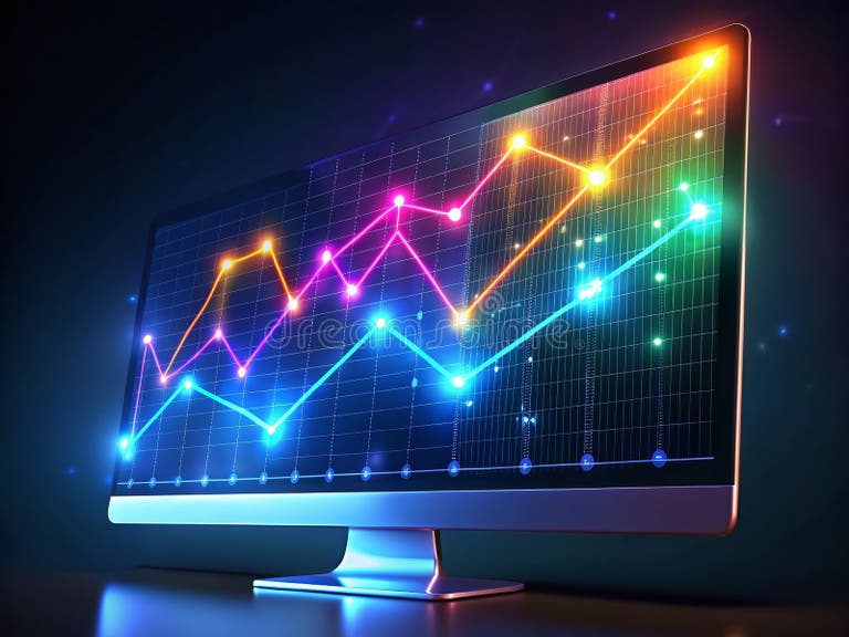 Dynamic Data Visualization a Glowing Graph Illuminates Abstract Data ...