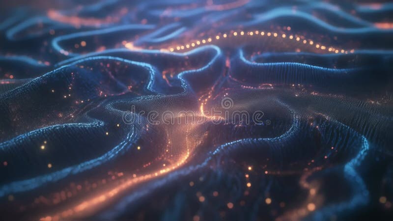 Underwater Landscape with Glowing Waves and Intricate Patterns of Light ...