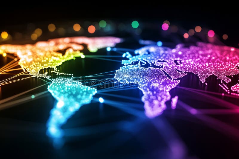 A Colorful Representation of a World Map Featuring Interconnected ...