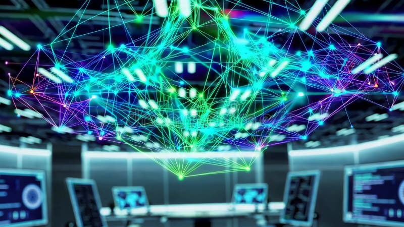 Visual Data Networking Footage in a High-Tech Environment Stock Footage ...