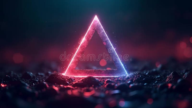 Futuristic Neon Triangle Glowing on Dark Surface: a Sci-Fi Abstract ...