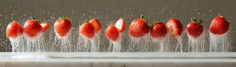Captivating Visuals of Vibrant, Fresh, Ripe Falling Strawberries ...