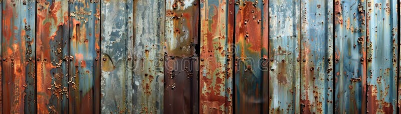 Distressed Metal Wall with Rusted Texture and Shadowed Stripes ...