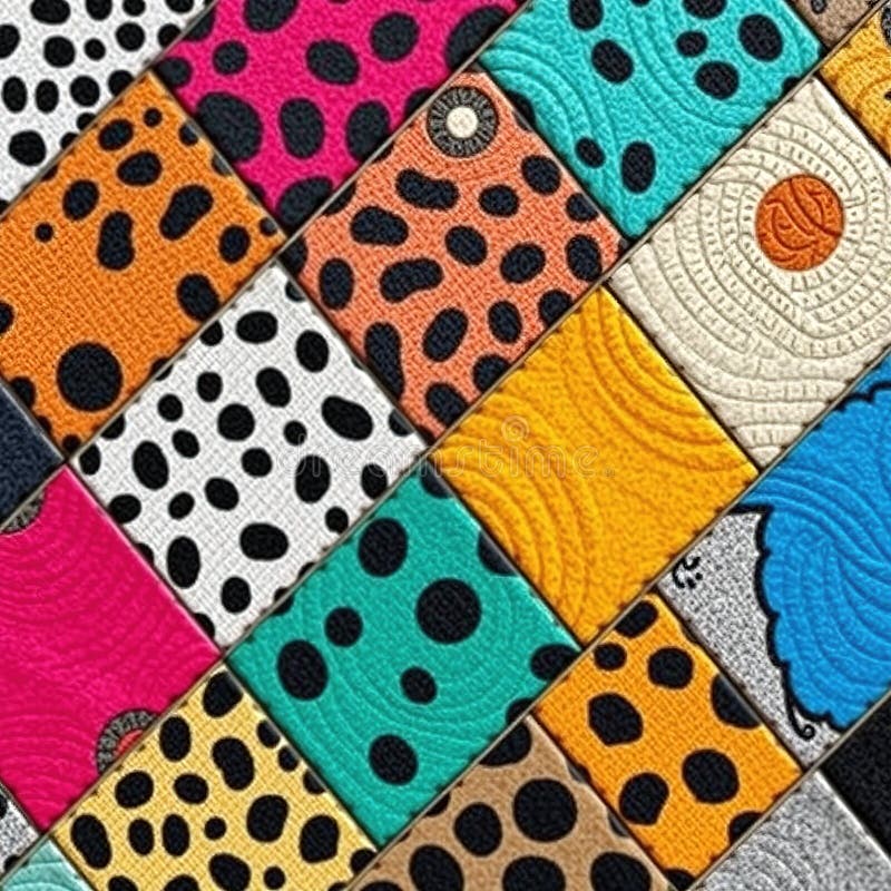 Vibrant Diagonal Patchwork Design with Whimsical Animals a Colorful ...