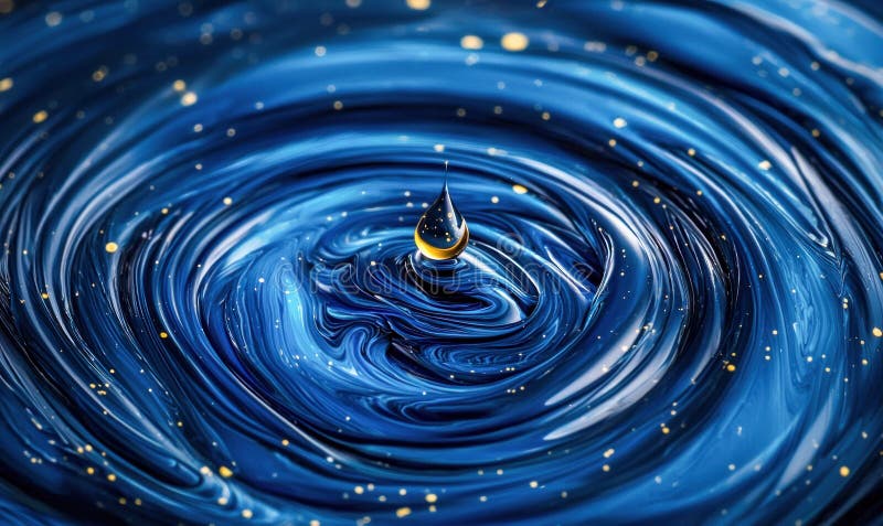 Captivating Water Drop Creates Mesmerizing Ripples on the Blue Liquid ...