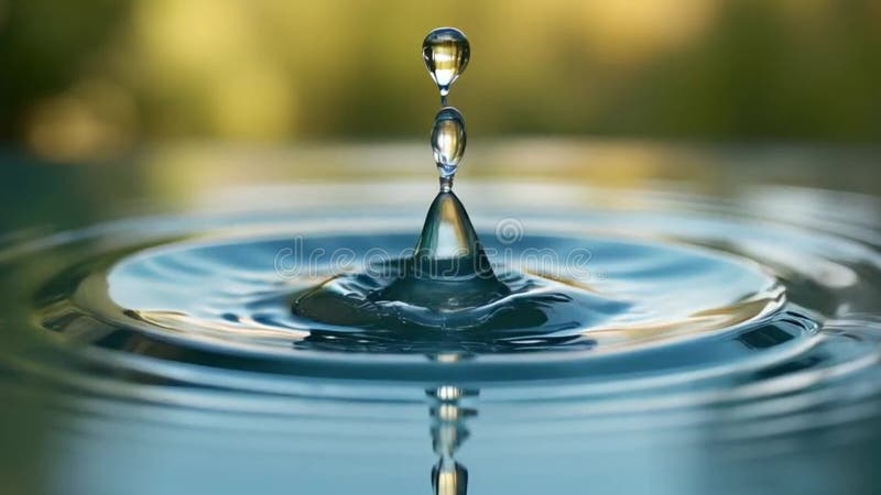 Captivating Water Drop Impact Creates Ripple Effect, Showcasing Liquid ...