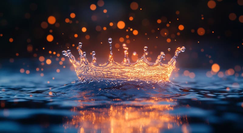 Captivating Water Splash Creates Luminous Crown Effect at Night Stock ...
