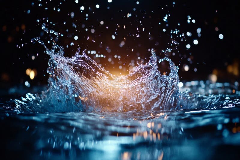 Captivating Water Splash Creates Mesmerizing Droplets at Night with ...