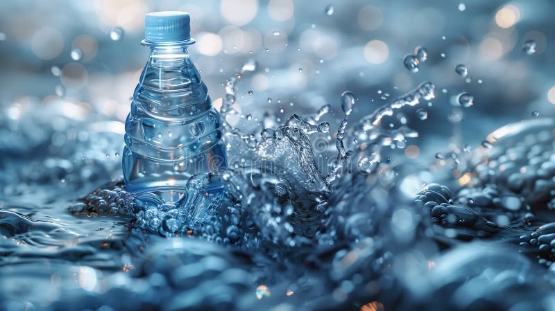 Captivating Water Splash with a Plastic Bottle Centered in a Liquid ...