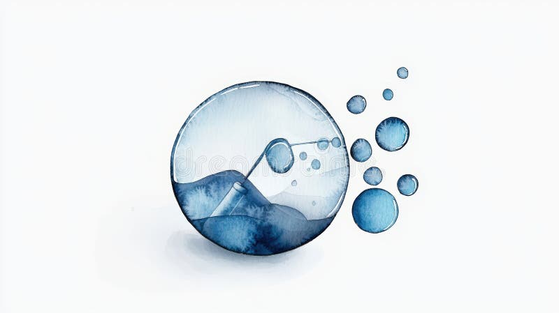 A Captivating Watercolor Illustration of a Blue Bubble Symbolizing ...