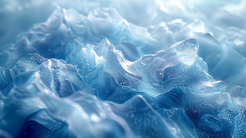 Captivating Waves of Translucent Blue Undulate Under Soft Light Stock ...