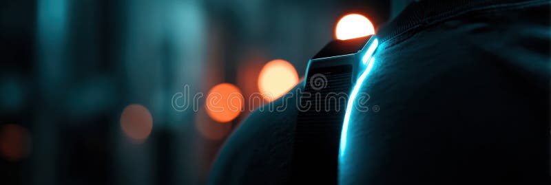 Close-up View of Modern Wearable Tech Glowing Softly in Ambient Light ...