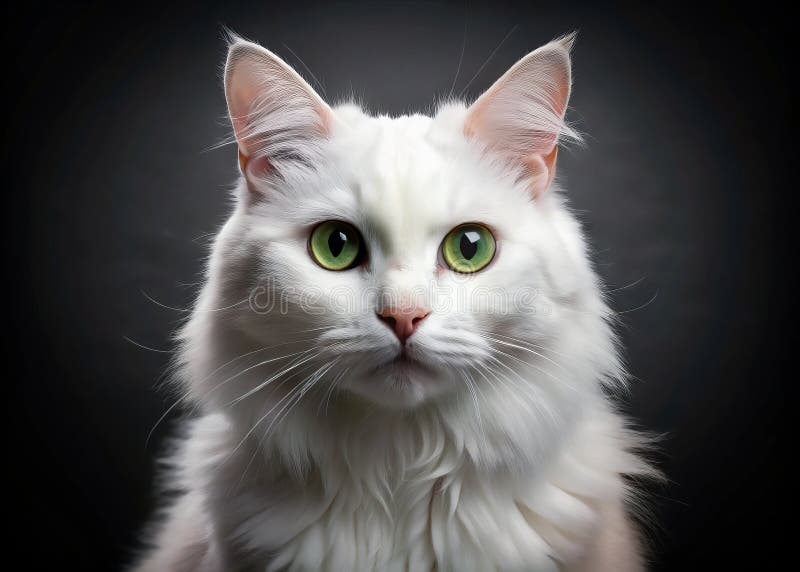 Captivating White Cat Portrait Isolated on Transparent Background for ...