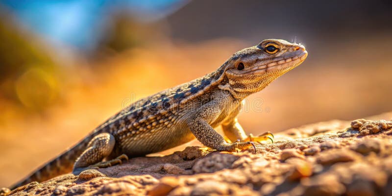 Desert Lizard Basking in the Sun, Its Skin Shimmering Stock ...