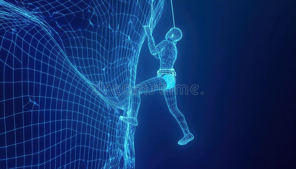Innovative Wireframe Representation of Rock Climbing Against a Vibrant ...