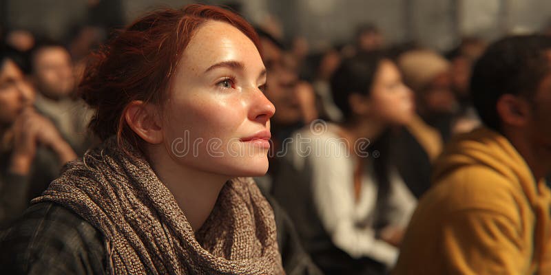 Captivating Woman in Crowd a Thoughtful Portrait Stock Illustration ...