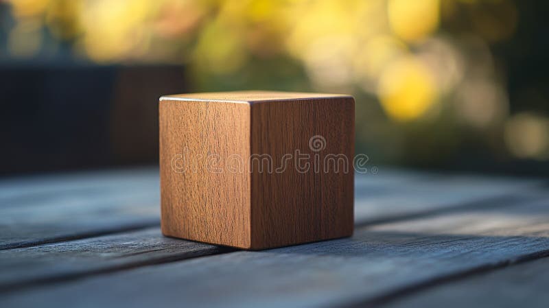 Wooden Cube on Table with Nature Background and Hidden Secrets Stock ...