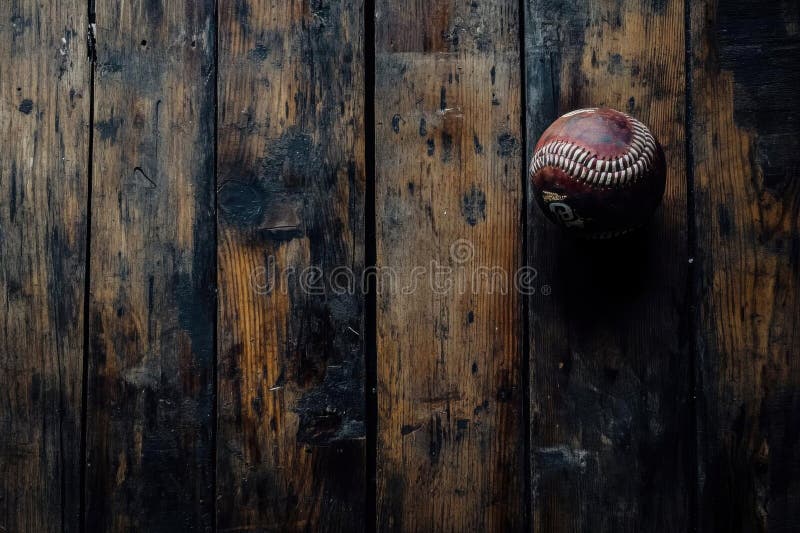 Capture of Baseball on Wooden Surface with Aged Sports Concept and ...