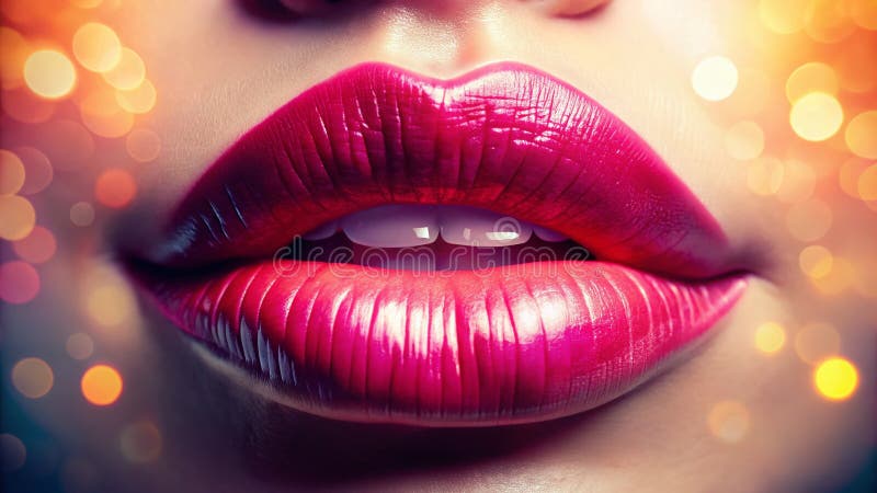 Effortless Radiant Lips a Panoramic CloseUp of Smooth Glossy Lips with ...
