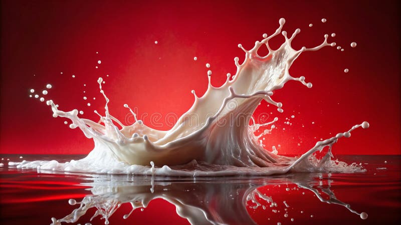 Stunning Panoramic View of a Dynamic White Liquid Splash Against a Bold ...