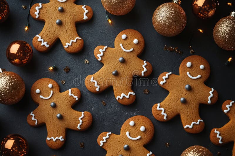 Capture a Charming Overhead Scene of Gingerbread Men Cookies Decorated ...