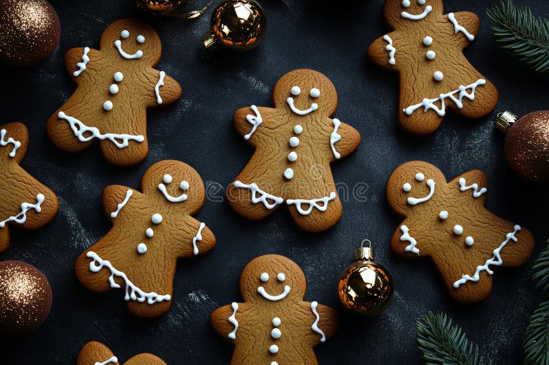Capture a Charming Overhead Scene of Gingerbread Men Cookies Decorated ...