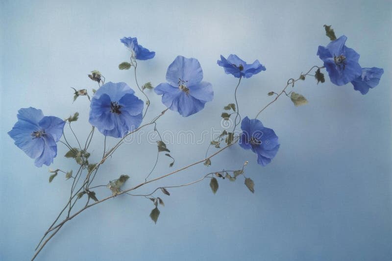 Capture Delicate Beauty, Blue Blossoms Against Light Blue Background ...
