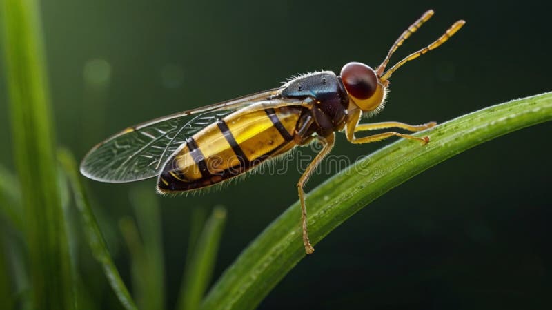 Capture a Detailed Macro Image of a Firefly Resting on a Blade of Grass ...