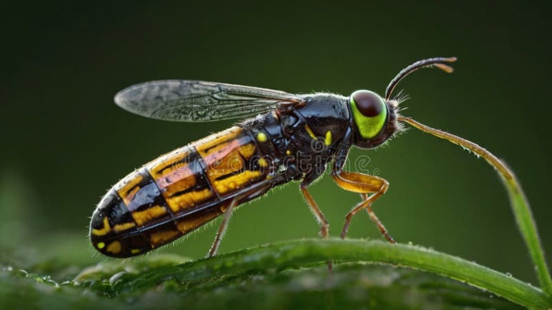 Capture a Detailed Macro Image of a Firefly Resting on a Blade of Grass ...