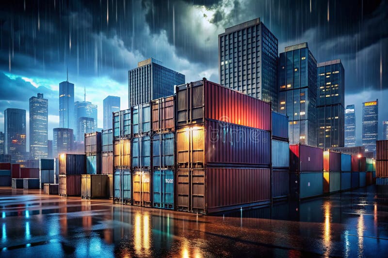 Realistic Dark Shipping Container Mockups for Website Design Night ...