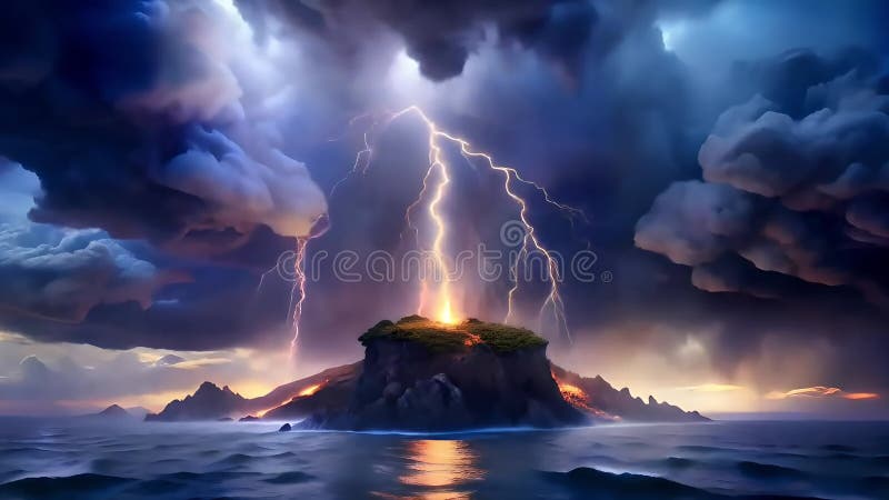 Capture the Dramatic Moment of Lightning Strikes Repeatedly Hitting the ...