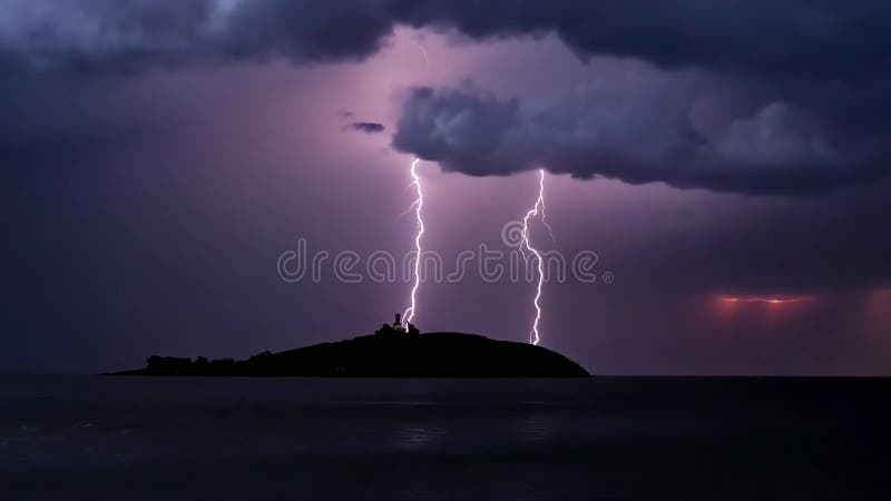 Capture the Dramatic Moment of Lightning Strikes Repeatedly Hitting the ...