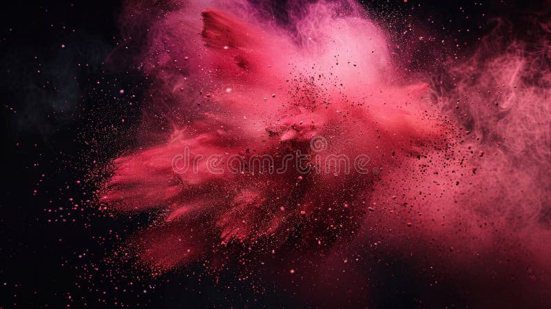 Explosive Pink and Red Powder Burst on Black Background Stock ...