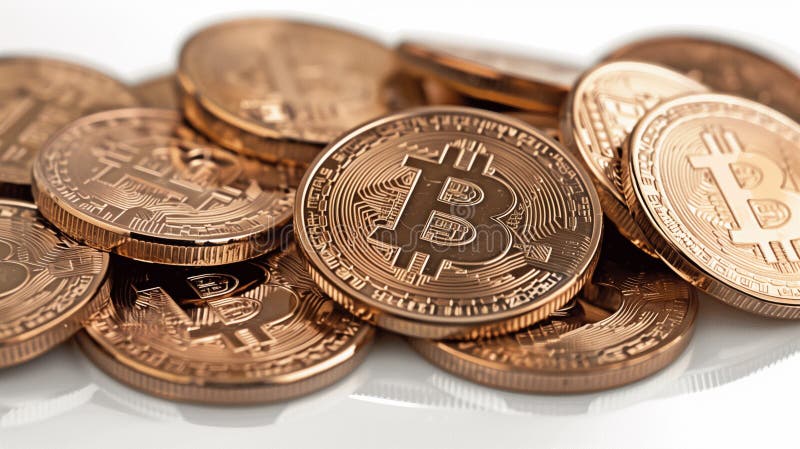 Shining Pile of Bitcoin: High-Quality Cryptocurrency Photography Stock ...