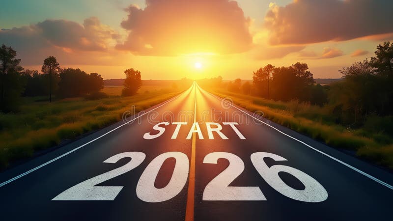 Inspirational New Beginnings in 2026: Scenic Sunrise on a Start Labeled ...