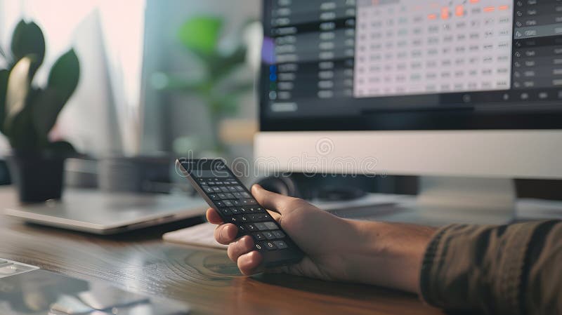 Capture a Hand Using a Mobile Phone Calculator Next. Stock Illustration ...