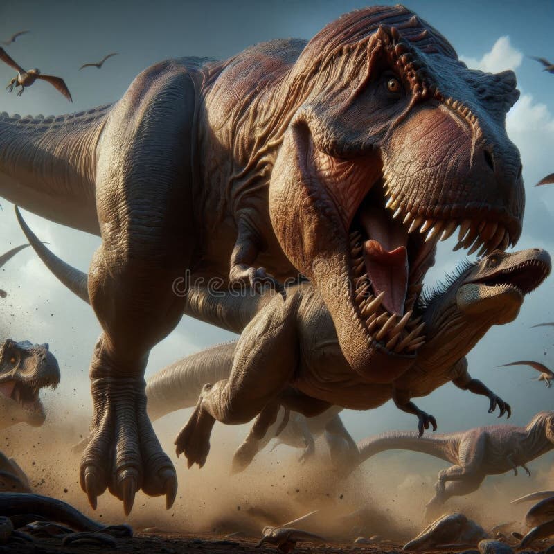 Detailed 4K Image of Tyrannosaurus Rex Hunting Prey Stock Illustration ...